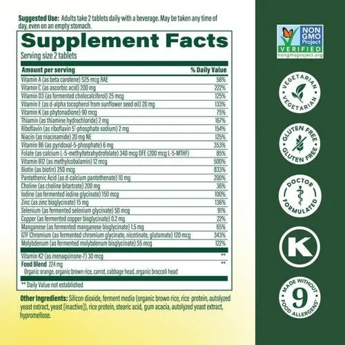 MEGAFOOD Advanced Multivitamin For 40+, Doctor Formulated, Vegetarian