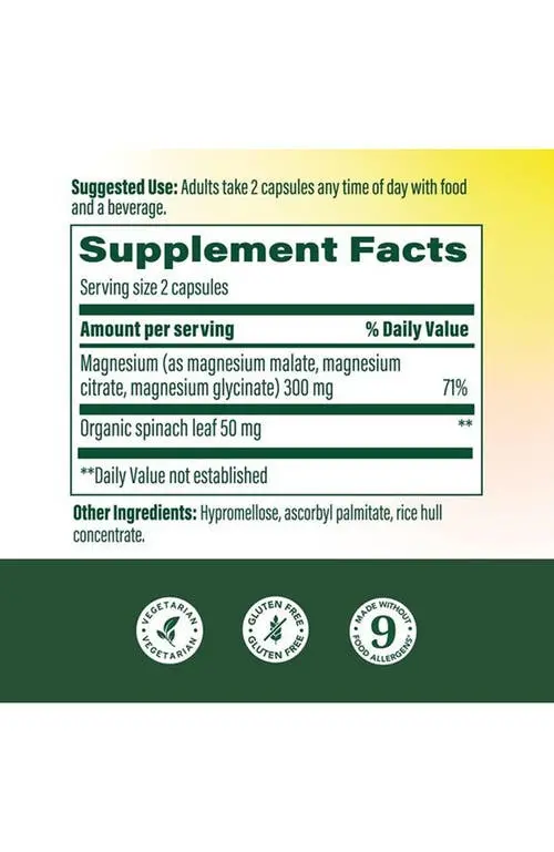 MEGAFOOD Magnesium 300mg With Magnesium Glycinate, Citrate & Malate, Vegetarian