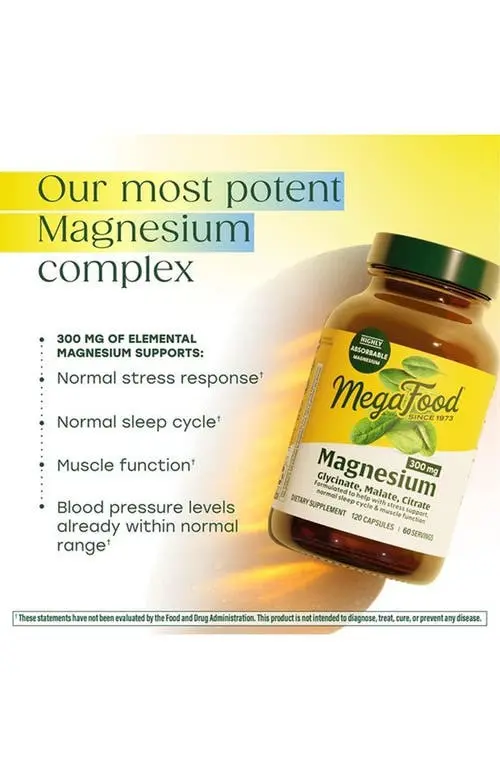 MEGAFOOD Magnesium 300mg With Magnesium Glycinate, Citrate & Malate, Vegetarian