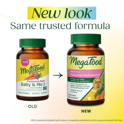 MEGAFOOD Baby & Me 2 Postnatal Multivitamin For Breastfeeding With Moringa Leaf