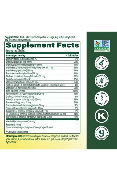 MEGAFOOD Advanced Multivitamin Doctor Formulated, Vegetarian