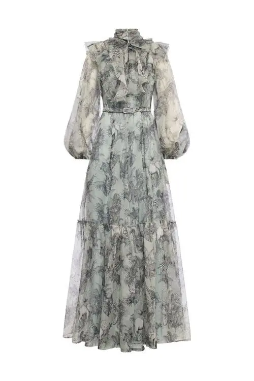 MAISON COMMON Printed Organza Gown