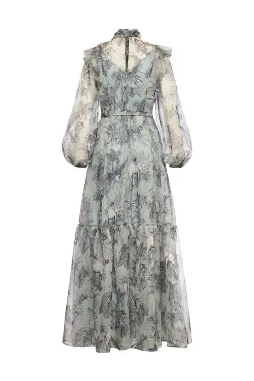 MAISON COMMON Printed Organza Gown