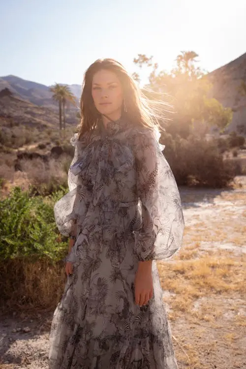 MAISON COMMON Printed Organza Gown