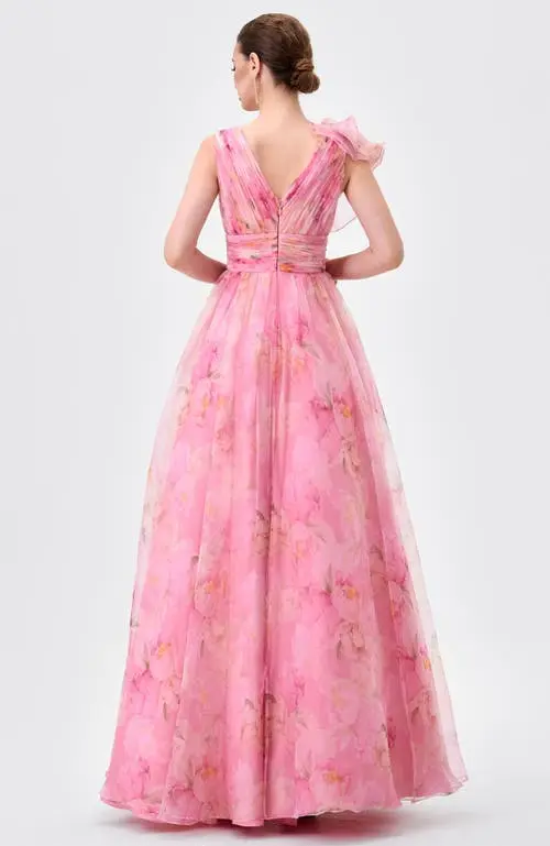 BARIANO Cressida Ruffle Shoulder Gown