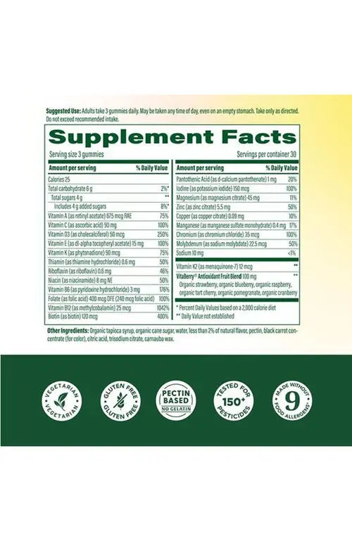 MEGAFOOD Whole Body Multi Gummies For 55+ For Bone Health, Vegetarian