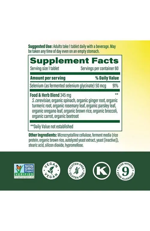 MEGAFOOD Selenium 50 Mcg With Food & Herb Blend, Immune Support, Vegan, Non-gmo