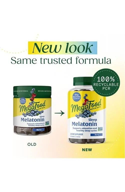 MEGAFOOD Sleep Melatonin Gummies, 3mg Melatonin Per Serving, Non-gmo, Vegan