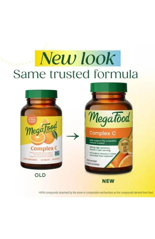 MEGAFOOD Complex C, Vegan Vitamin C Immune Support Supplement, Gluten Free