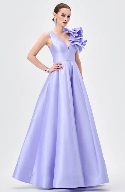 BARIANO Mirella V Neck Ruffle Gown