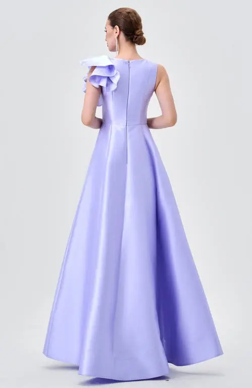 BARIANO Mirella V Neck Ruffle Gown