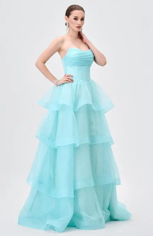 BARIANO Tiff Strapless Tiered Ball Gown