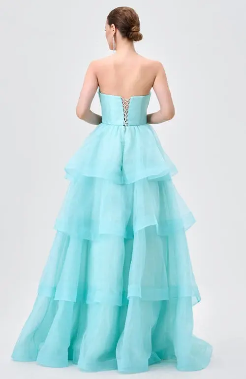 BARIANO Tiff Strapless Tiered Ball Gown