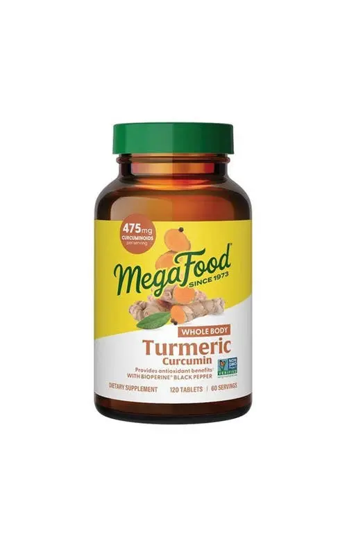 MEGAFOOD Whole Body Turmeric Curcumin Supplement With Black Pepper & Vitamin C, Vegan - None