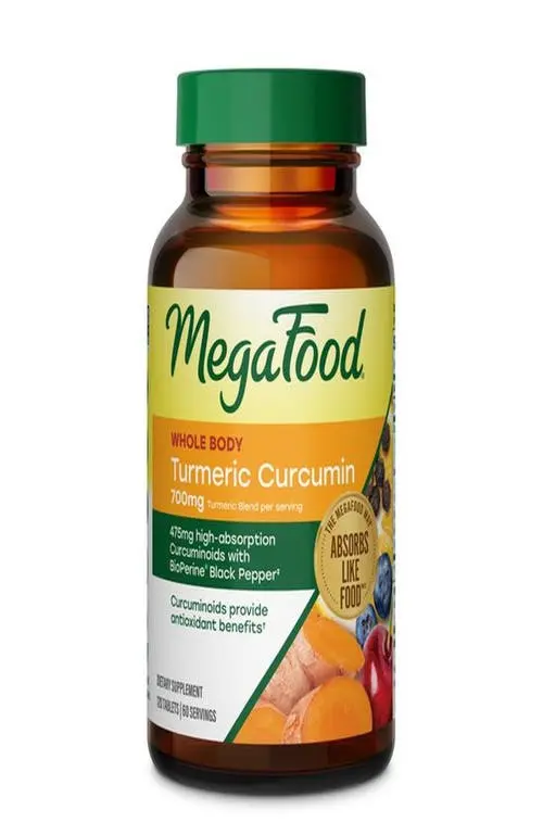 MEGAFOOD Whole Body Turmeric Curcumin Supplement With Black Pepper & Vitamin C, Vegan - None