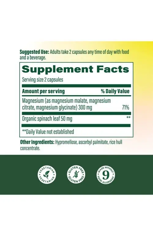 MEGAFOOD Magnesium 300mg With Magnesium Glycinate, Citrate & Malate, Vegetarian