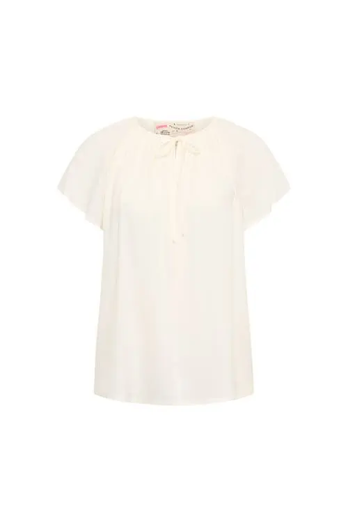 MAISON COMMON Silk Blend Cap Sleeve Blouse - Ecru