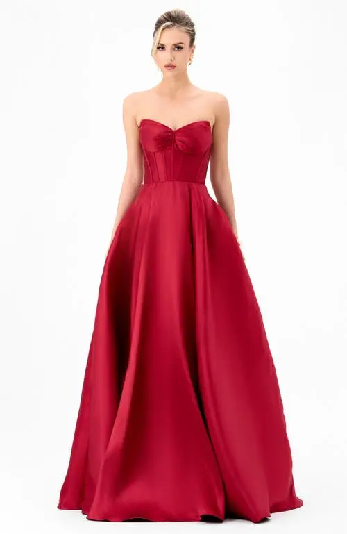 BARIANO Deeba Strapless Ball Gown - Red