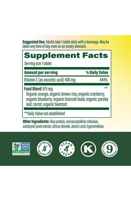 MEGAFOOD Ultra C 400 Mg, Vegan Vitamin C Immune Support Supplement