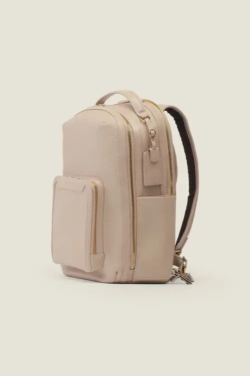 WOOL & OAK Pilot Organized Expandable Leather Travel Backpack - Frappe