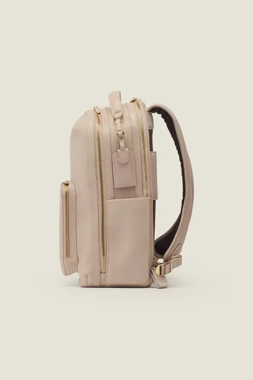 WOOL & OAK Pilot Organized Expandable Leather Travel Backpack - Frappe