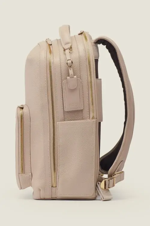 WOOL & OAK Expandable Leather Travel Backpack - Frappe