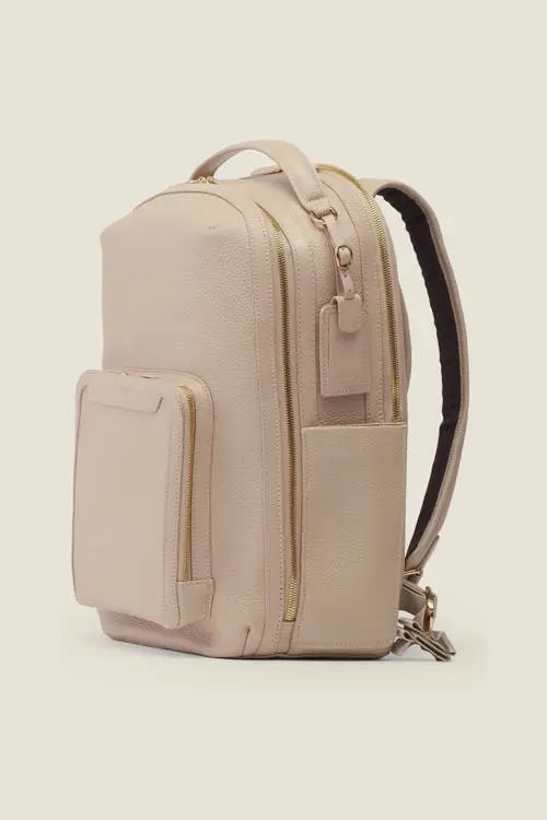 WOOL & OAK Expandable Leather Travel Backpack - Frappe