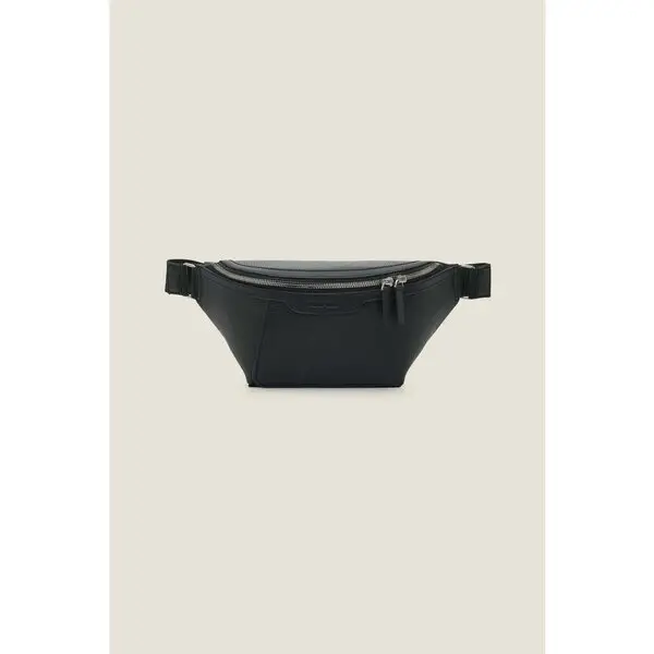 WOOL & OAK Alto Structured Leather Sling Bag - Jet Black