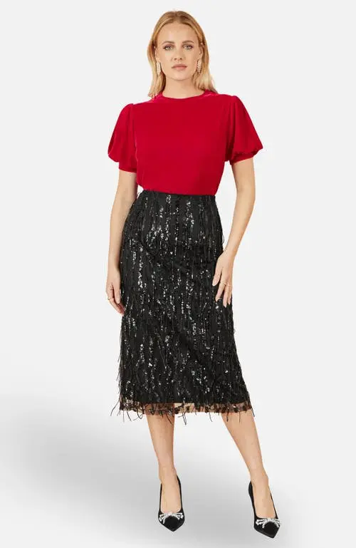 YUMI Velvet Puff Sleeve Top