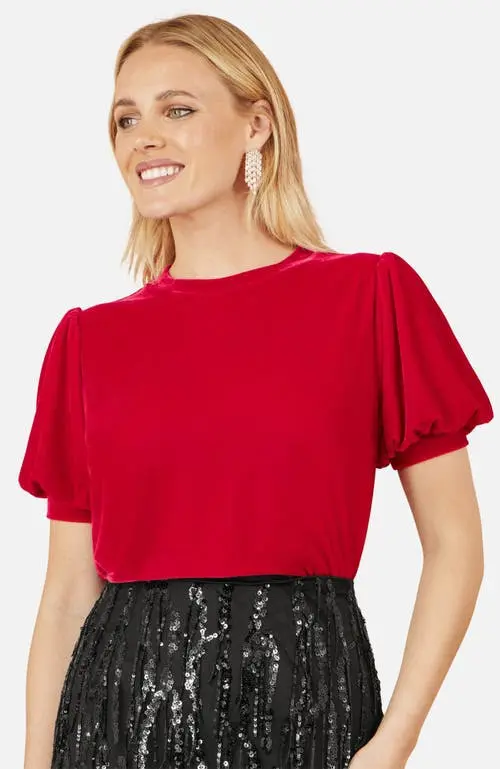 YUMI Velvet Puff Sleeve Top