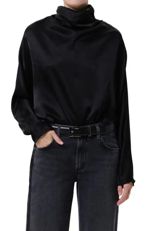 Citizens Of Humanity Ilaria Draped Mock Neck Top - Black