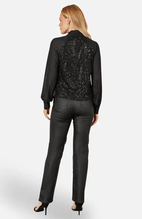YUMI Sequin Pussy Bow Top