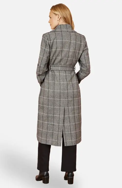 YUMI Check Oversize Long Biker Coat