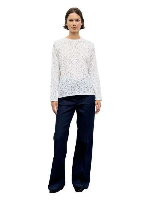 Gerard Darel Long Sleeve Lace Detail T-shirt