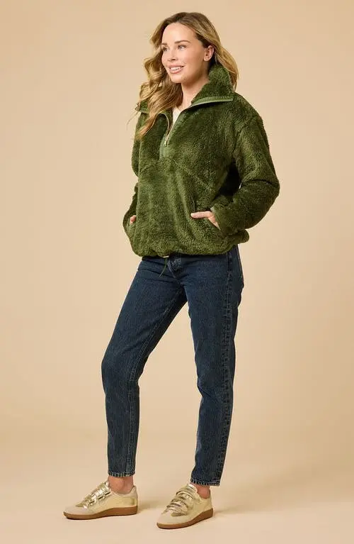 SOFTIES Dreamplush 1/4 Zip Pullover Jacket - Olive