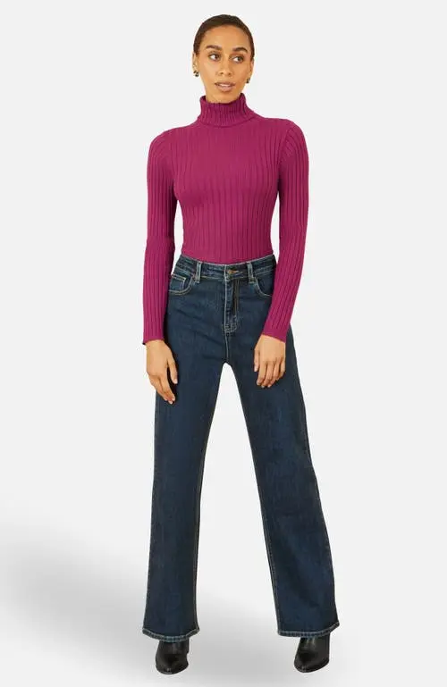YUMI Ribbed Knit Roll Neck Jumper