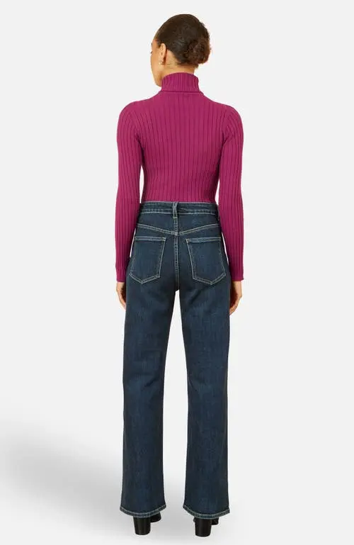 YUMI Ribbed Knit Roll Neck Jumper