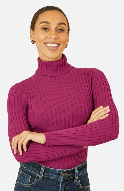 YUMI Ribbed Knit Roll Neck Jumper