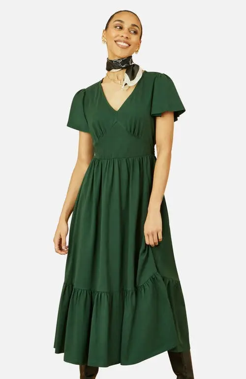YUMI Cotton Jersey V-neck Midi Dress