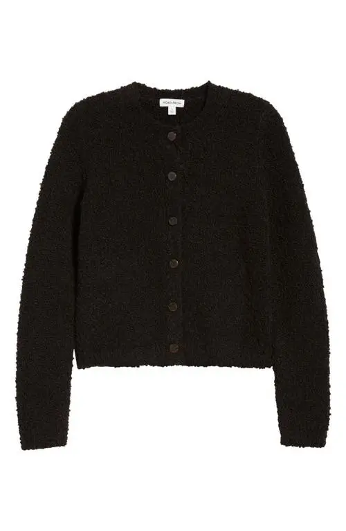 Nordstrom Textured Crewneck Cardigan - Brown Mole
