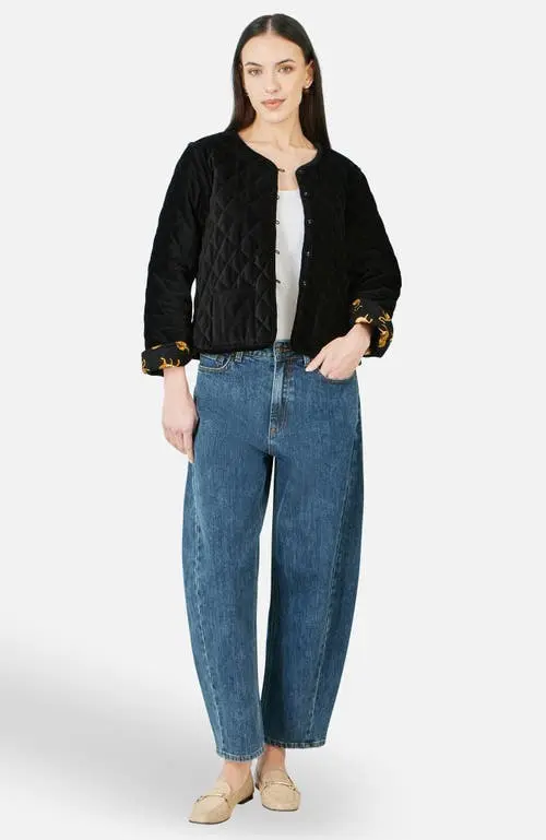 YUMI Jacket With Reversible Leopard Lining - Black