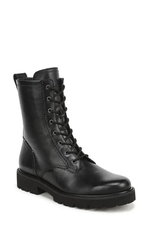 Franco Sarto Safira Leather Combat Boot - Black Leather