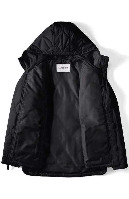 LANDS' END Print Featherfree Quilted Insulated Jacket - Black