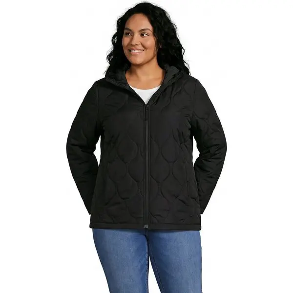 LANDS' END Featherfree™ Quilted Jacket With Hood - Black