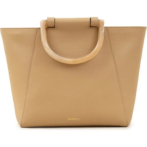 BOBBIES Navigli Tote Bag With Acetate Handles - Cappuccino
