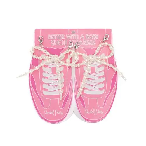 PACKED PARTY Better With A Bow White Pearl Shoe Charmsfaux Pearl-studded Bow Shoe Charms With Lobster Clips For Sneakers - Multicolor