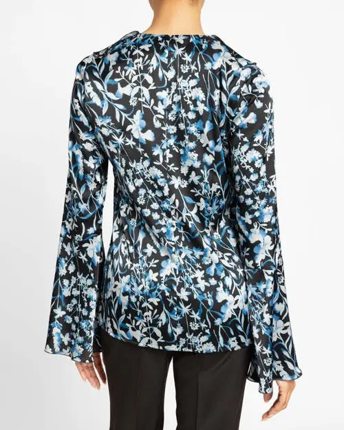 Santorelli Sydney Long Sleeve Floral Ruffle Blouse