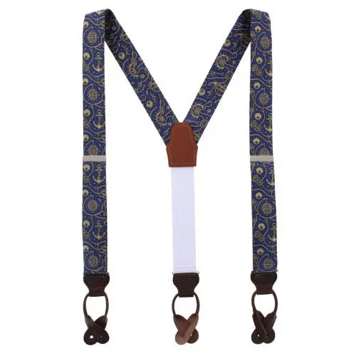 Trafalgar Anchor's Away Silk Novelty Button End Suspenders