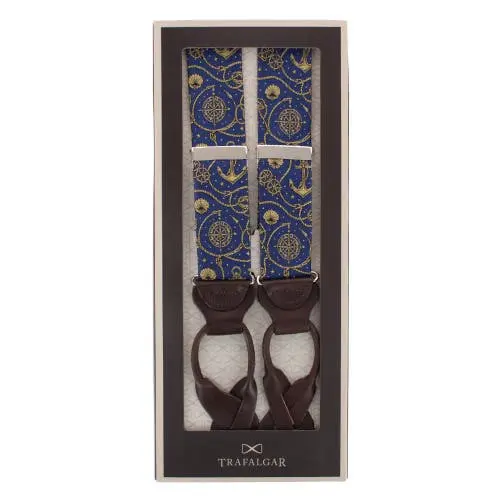 Trafalgar Anchor's Away Silk Novelty Button End Suspenders