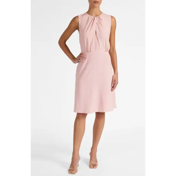 Santorelli Sleeveless A-line Dress In Silk Crepe De Chine